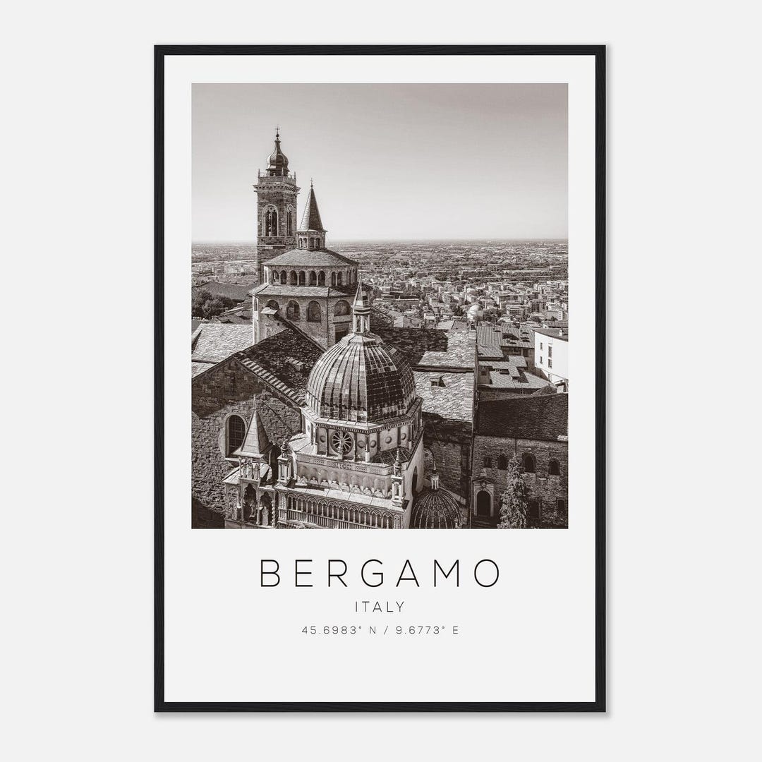 Bergamo Italy Travel Photo Poster BW, Bergamo Travel Print, Minimalist ...