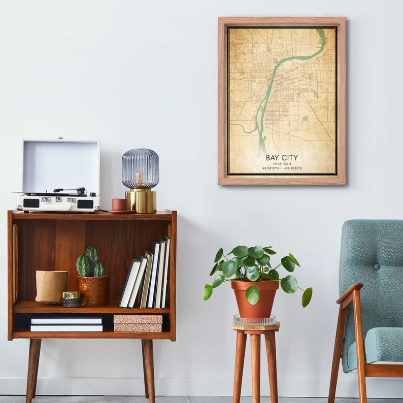 Vintage Bay City Michigan Map Print Poster Custom Map Art - Etsy