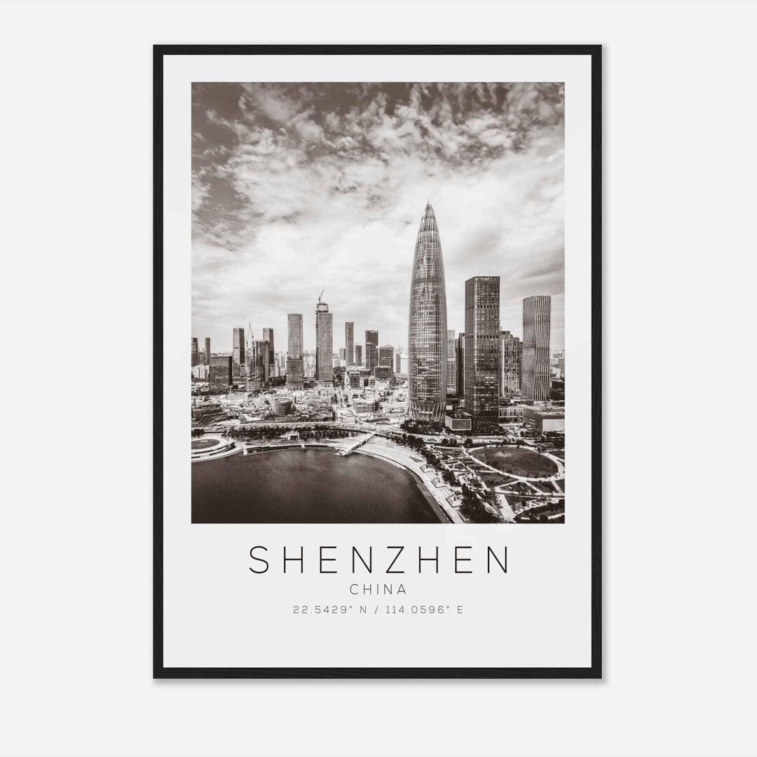 Shenzhen China Travel Photo Poster BW, Shenzhen Travel Print ...