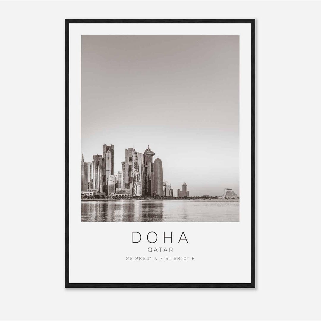 Doha Qatar Travel Photo Poster BW, Doha Travel Print, Minimalist Travel ...