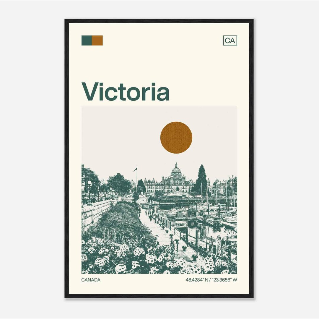 Victoria Canada Minimalist Monochrome Travel Photo Poster - Etsy