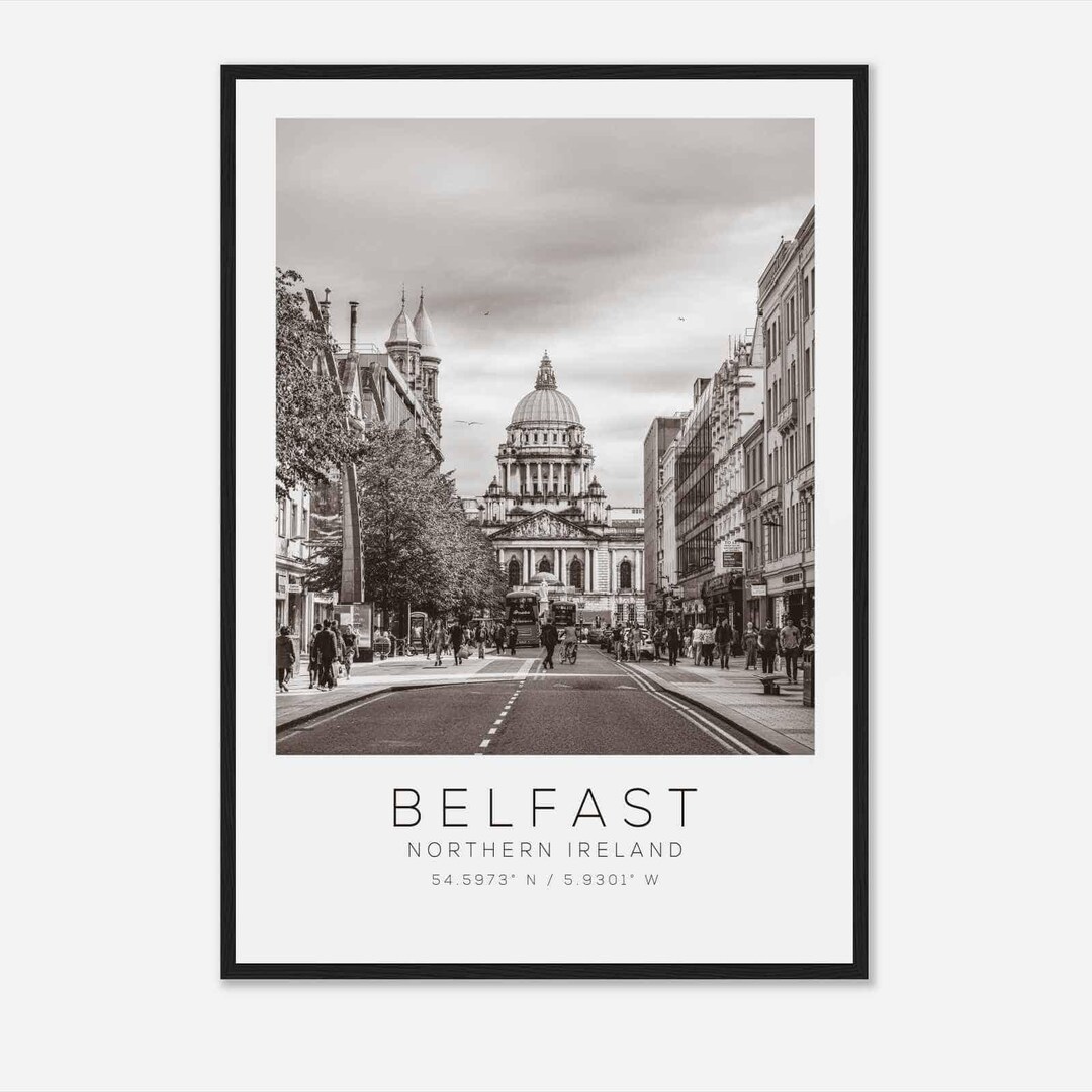 Belfast Northern Ireland Travel Photo Poster BW, Belfast Travel Print ...