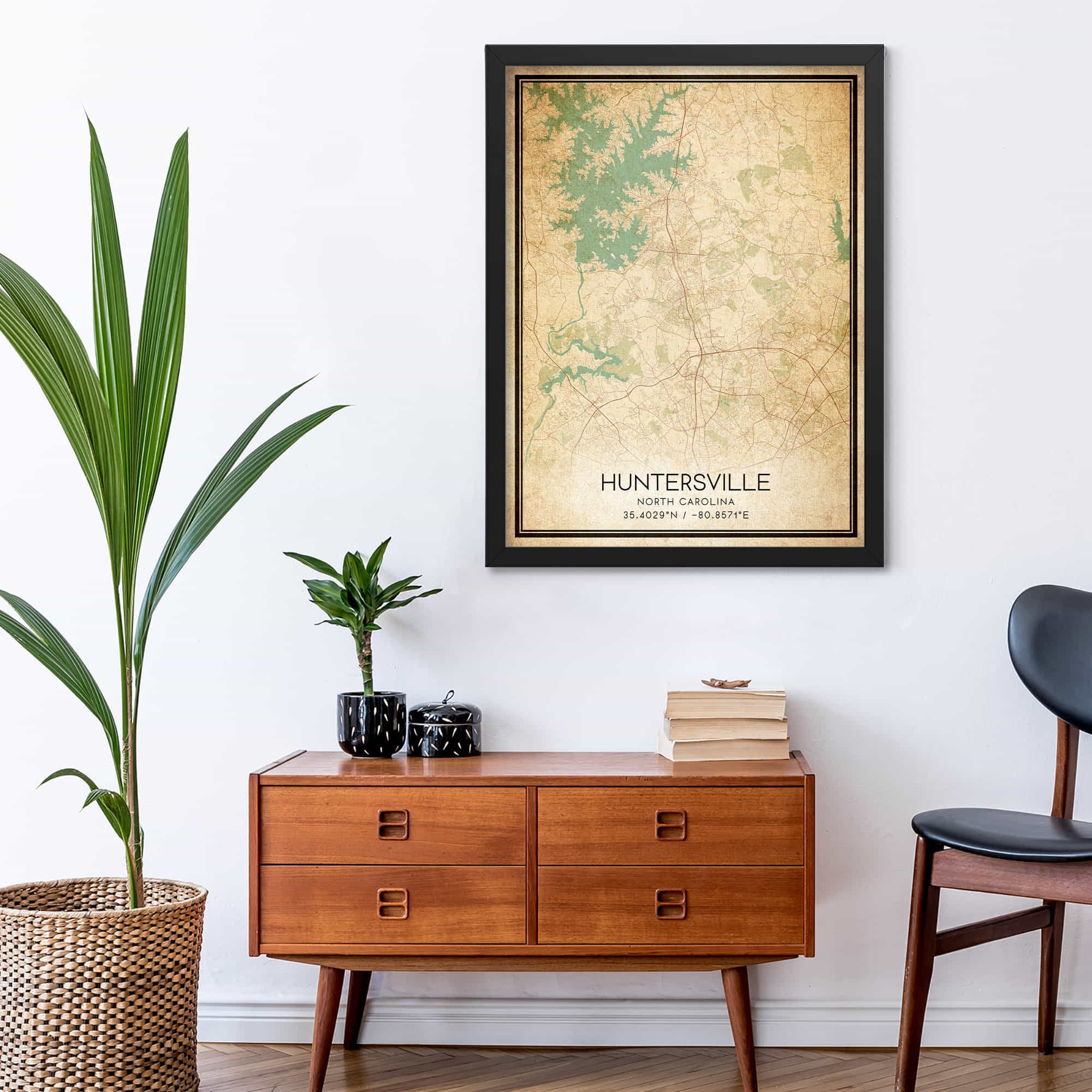 Vintage Huntersville North Carolina Map Print Poster Custom Map Art - Etsy