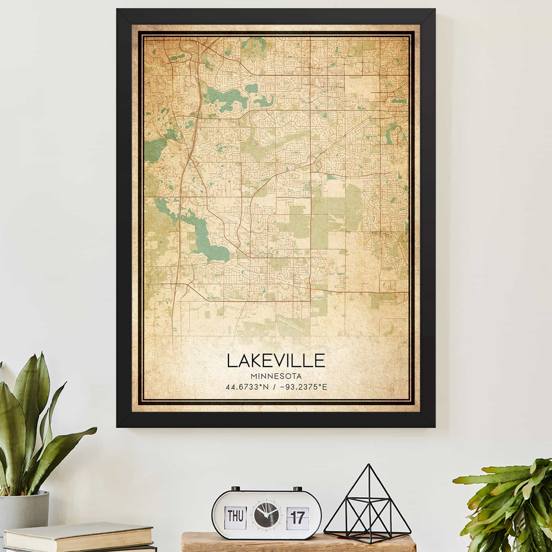 Vintage Lakeville Minnesota Map Print Poster Custom Map Art - Etsy
