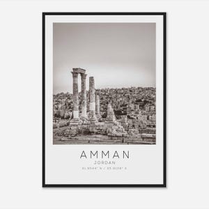 Amman Jordan Travel Photo Poster BW, Amman Travel Print, Minimalist ...