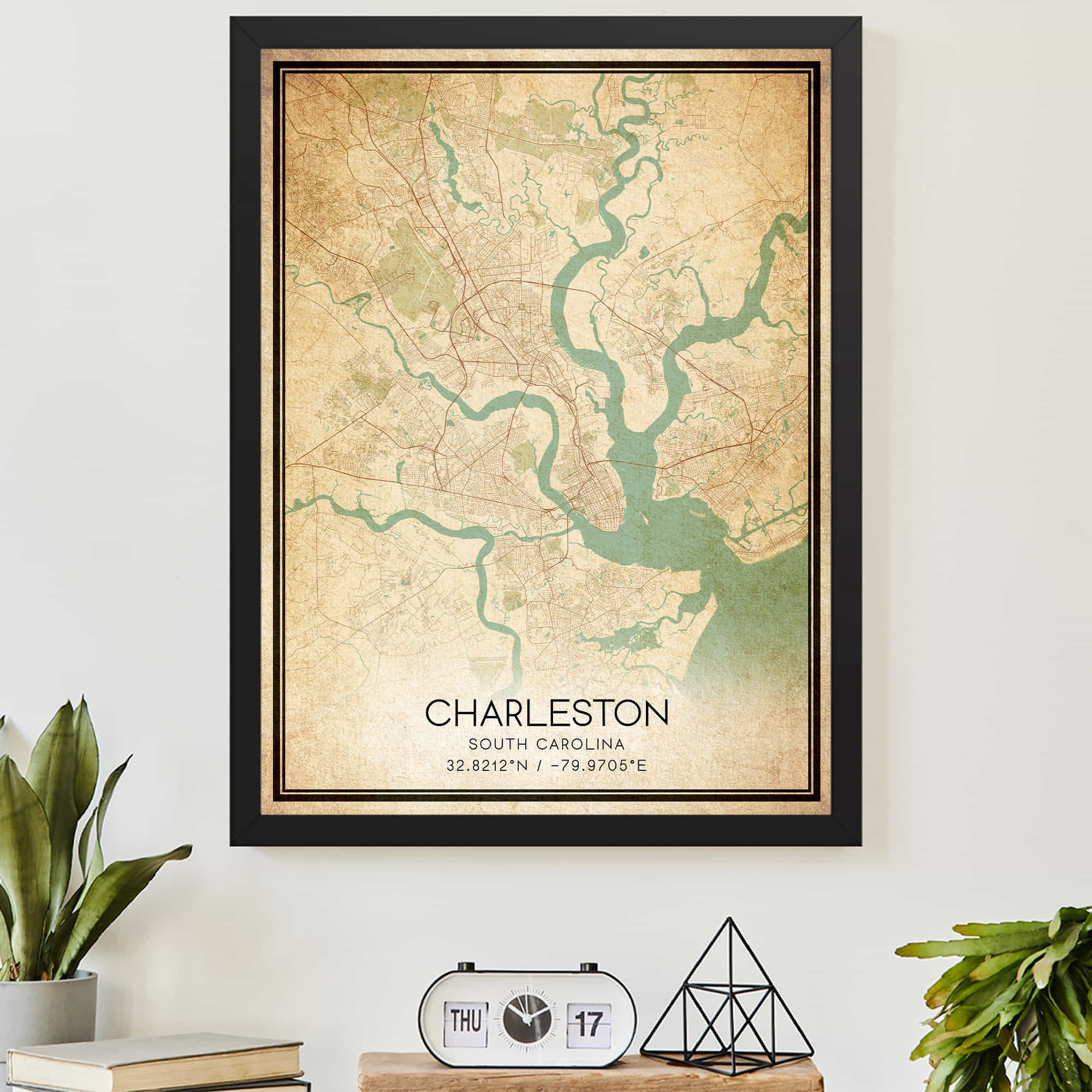 Vintage Charleston South Carolina Map Print Poster Custom Map Art - Etsy
