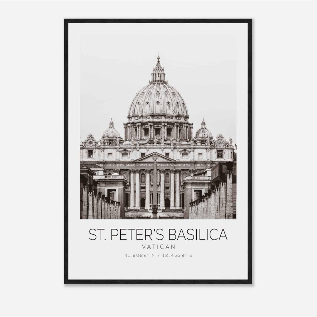 St. Peter's Basilica Vatican Travel Photo Poster BW, St. Peter's ...