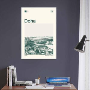 Doha Qatar Minimalist Monochrome Travel Photo Poster - Etsy