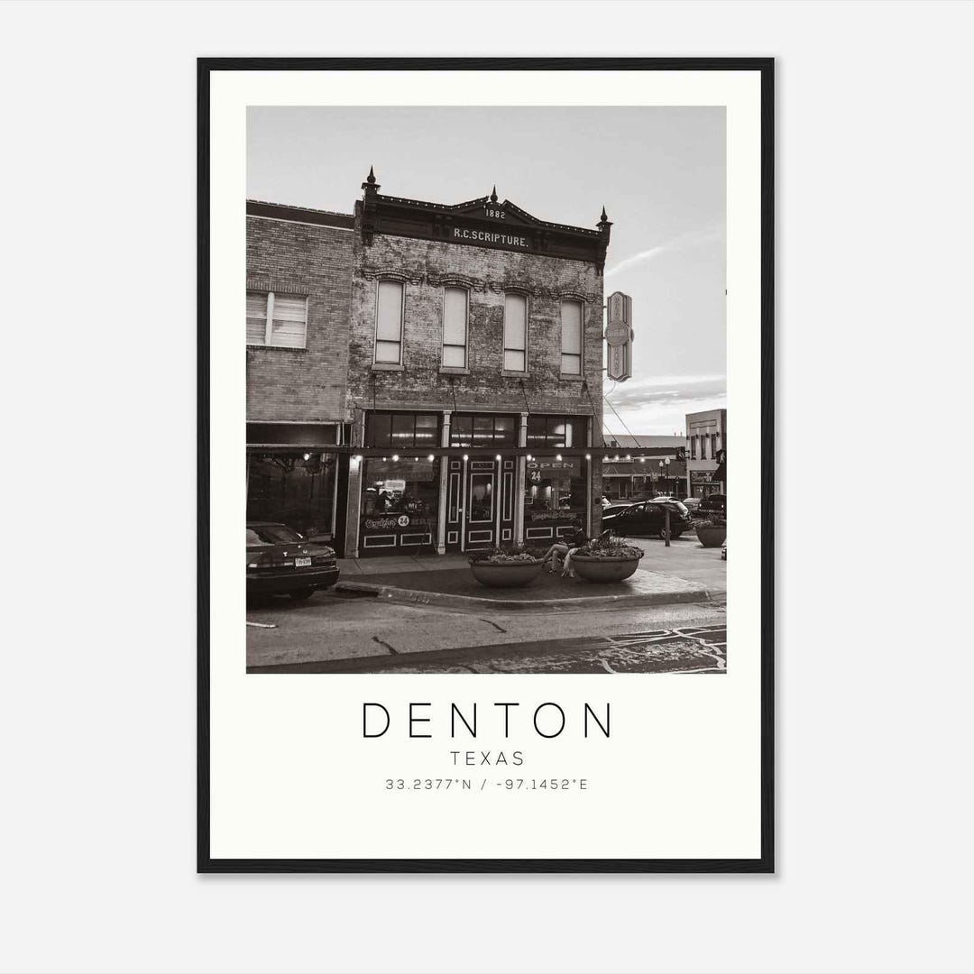 Denton Texas Photo Travel Poster, Denton Travel Print, Minimalist ...