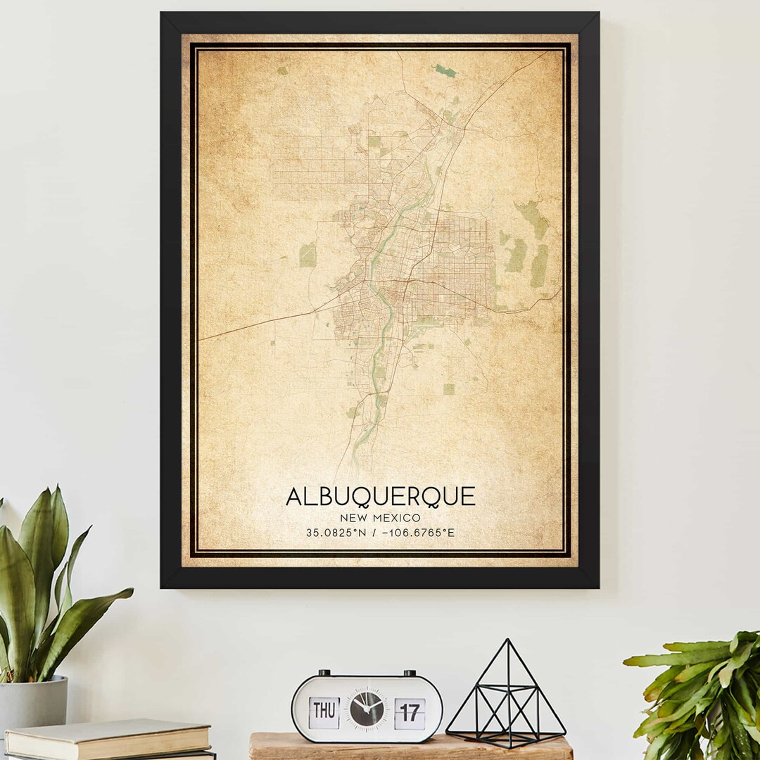 Vintage Albuquerque New Mexico Map Print Poster Custom Map Art - Etsy