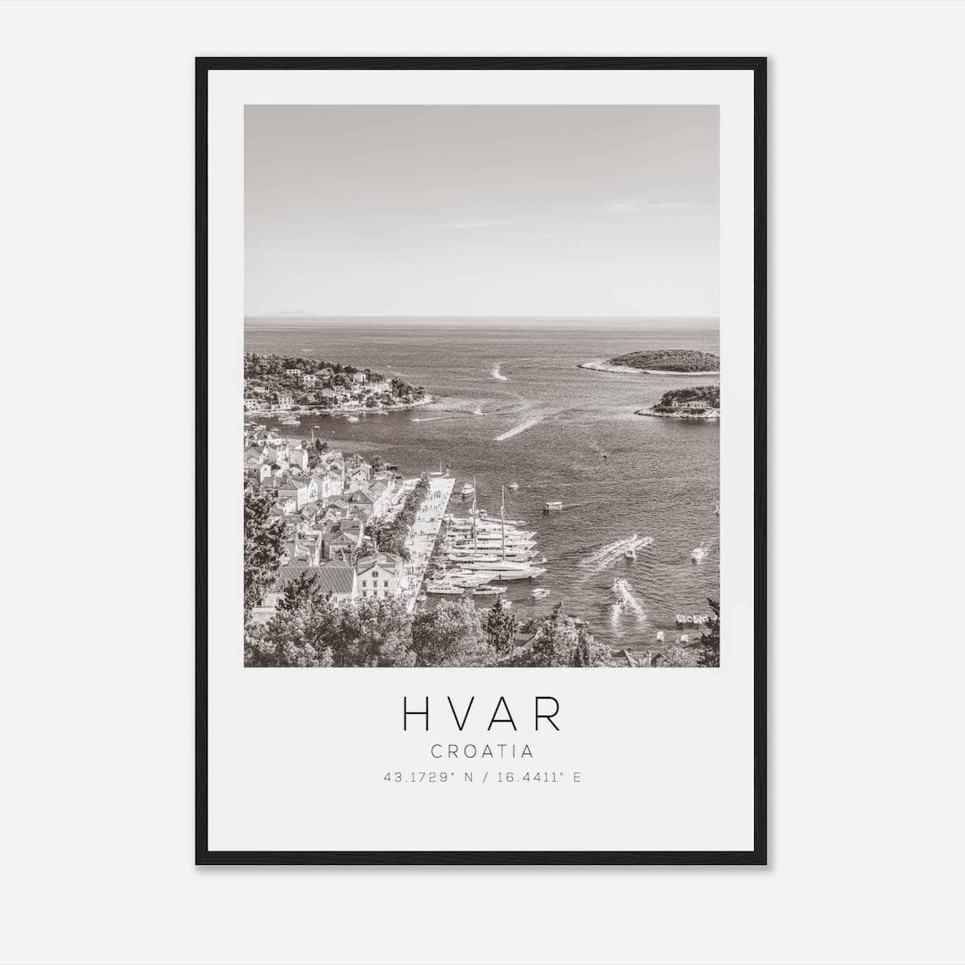 Hvar Croatia Travel Photo Poster BW, Hvar Travel Print, Minimalist ...