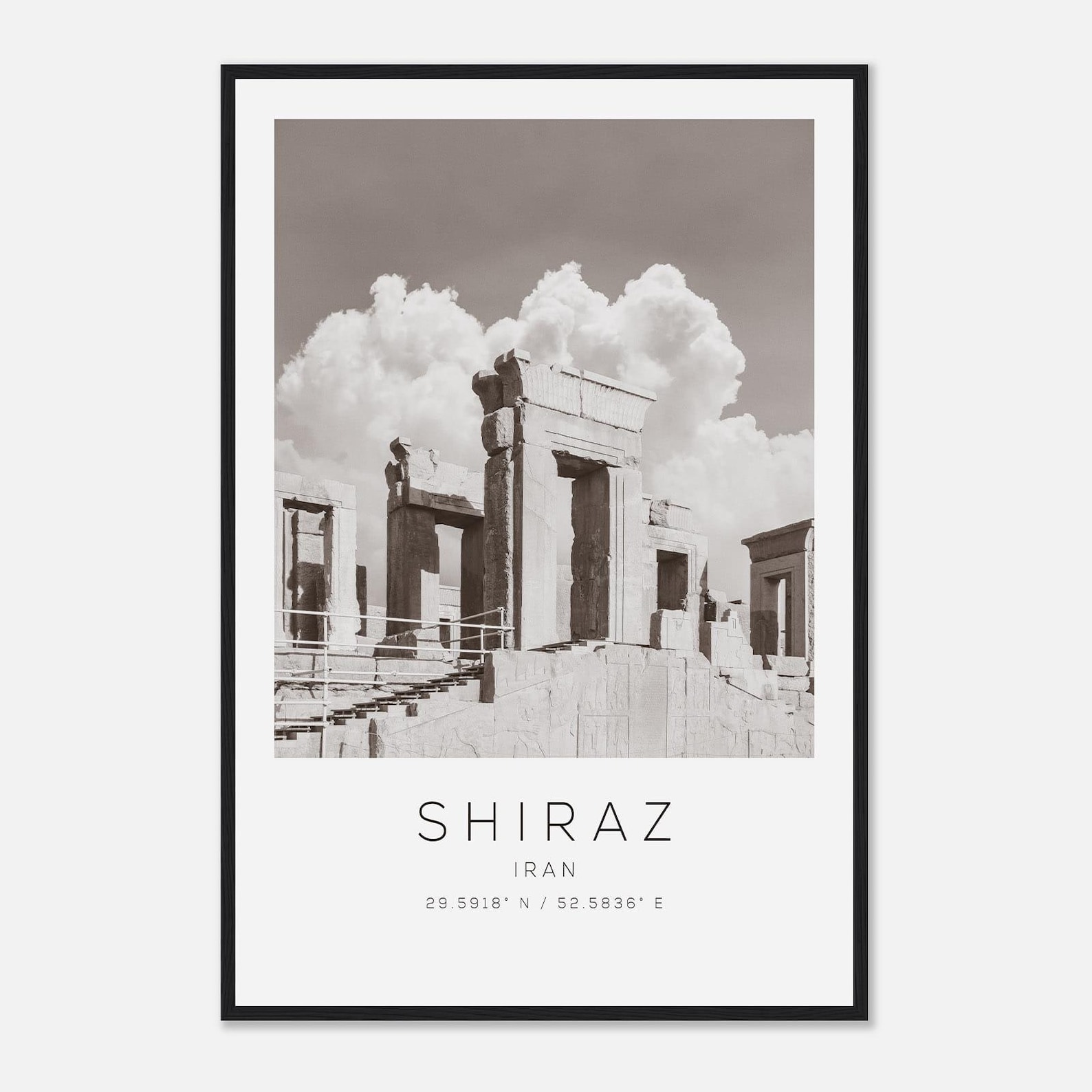 Shiraz Iran Travel Photo Poster BW, Shiraz Travel Print, Minimalist ...