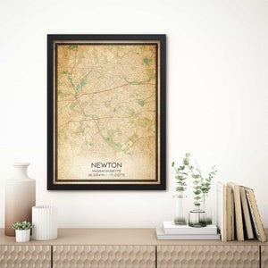 Vintage Newton Massachusetts Map Print Poster Custom Map Art - Etsy
