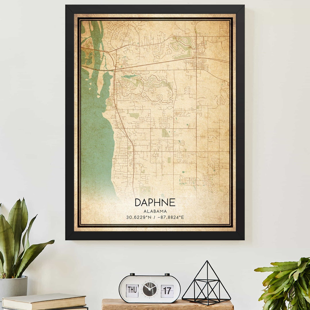 Vintage Daphne Alabama Map Print Poster Custom Map Art - Etsy