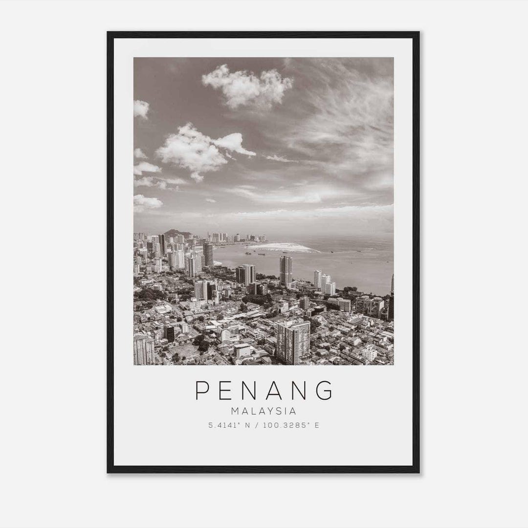 Penang Malaysia Travel Photo Poster BW, Penang Travel Print, Minimalist ...