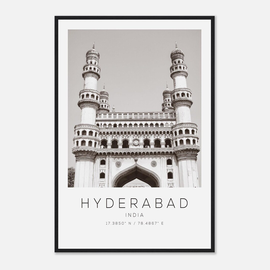 Hyderabad India Travel Photo Poster BW, Hyderabad Travel Print ...
