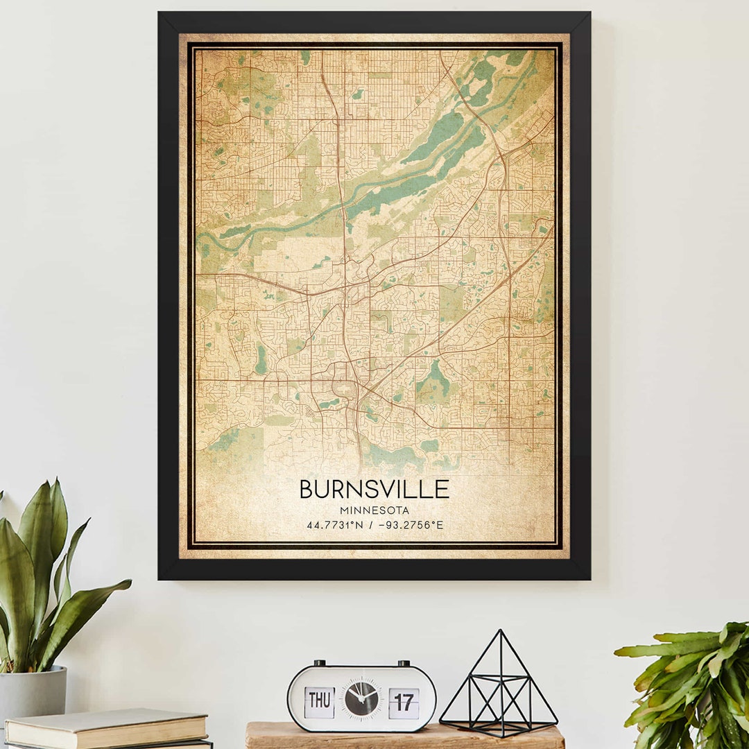 Vintage Burnsville Minnesota Map Print Poster Custom Map Art - Etsy