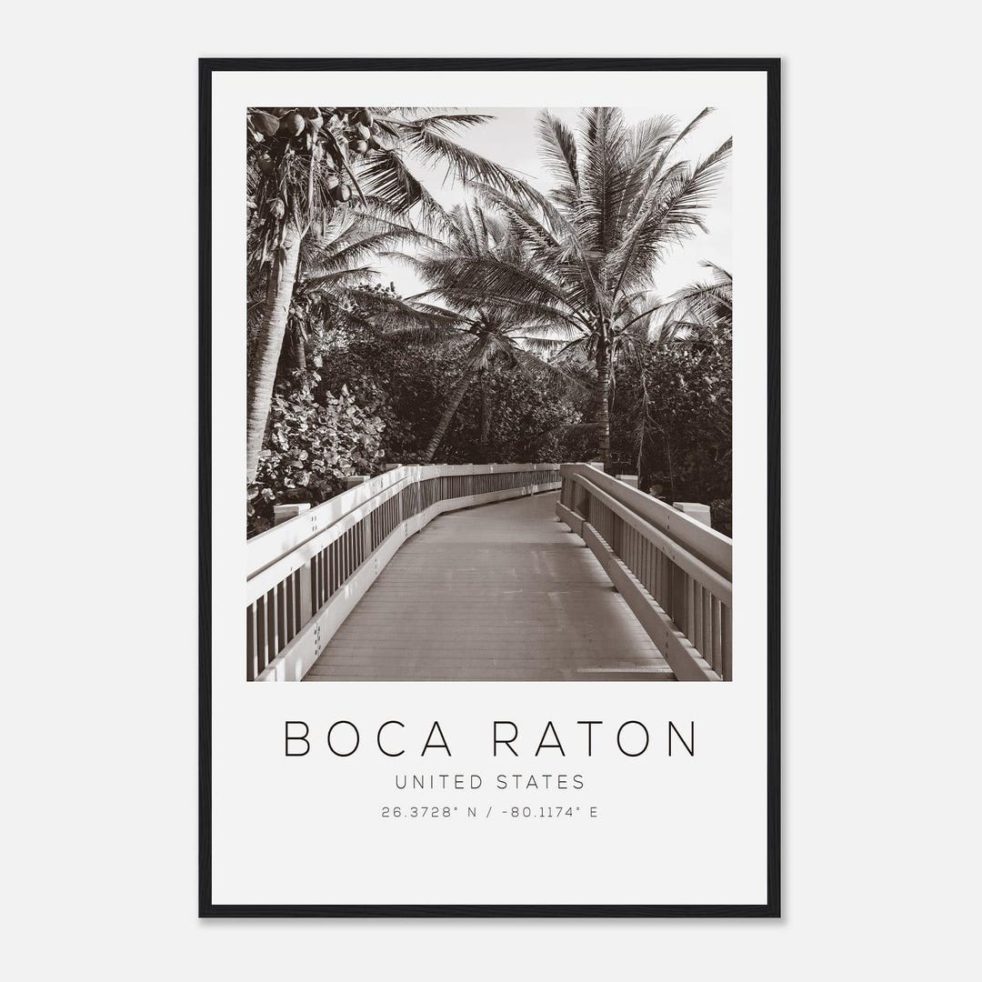 Boca Raton United States Travel Photo Poster BW, Boca Raton Travel ...