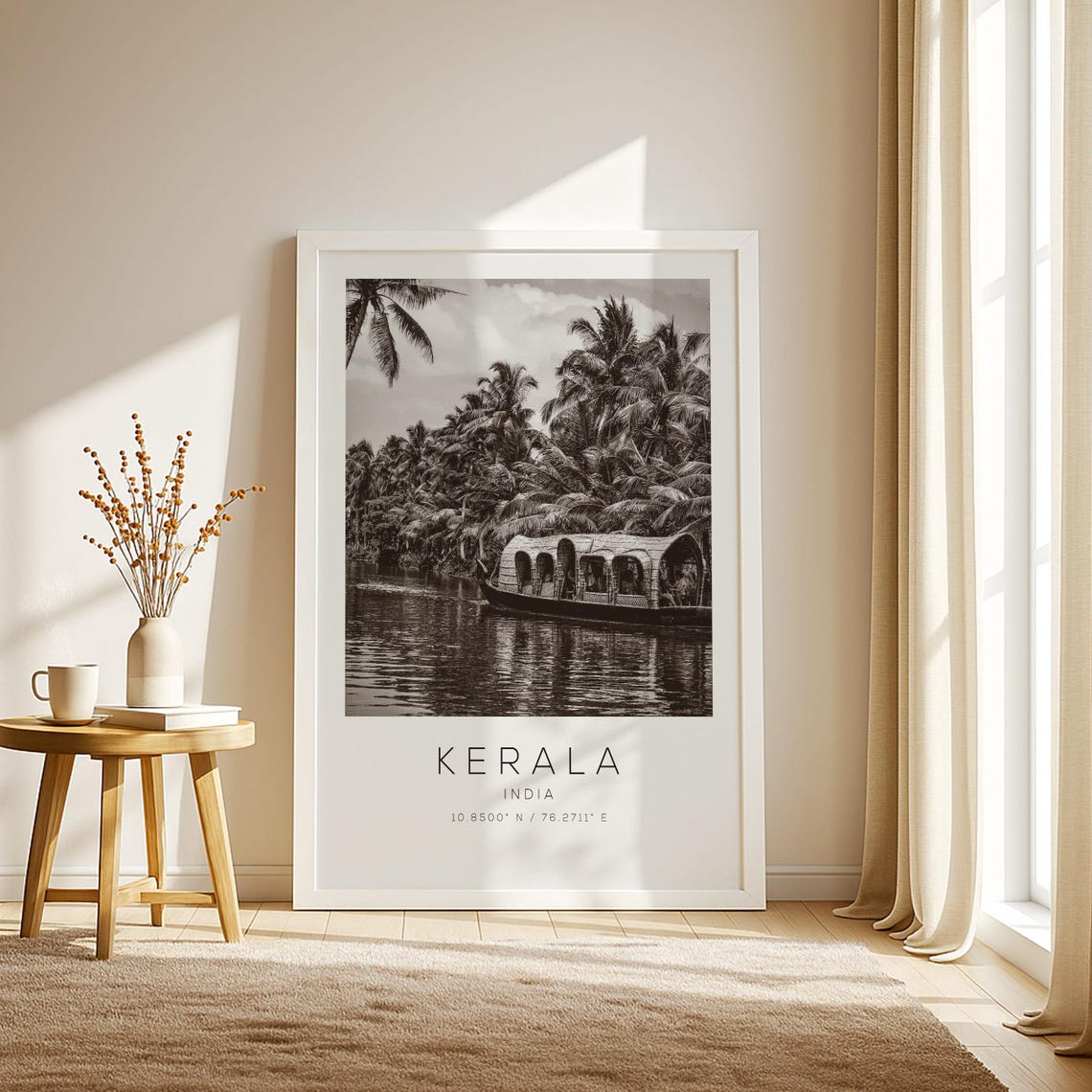 Kerala India Travel Photo Poster BW, Kerala Travel Print, Minimalist ...