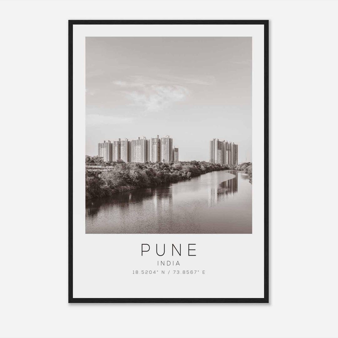 Pune India Travel Photo Poster BW, Pune Travel Print, Minimalist Travel ...