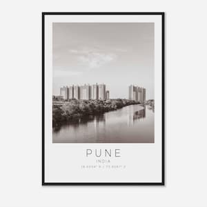 Pune India Travel Photo Poster BW, Pune Travel Print, Minimalist Travel ...