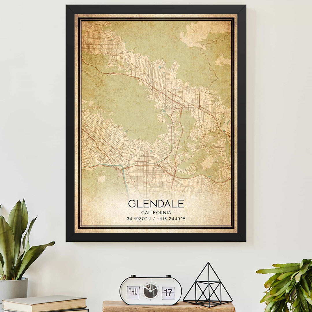 Vintage Glendale California Map Print Poster Custom Map Art - Etsy