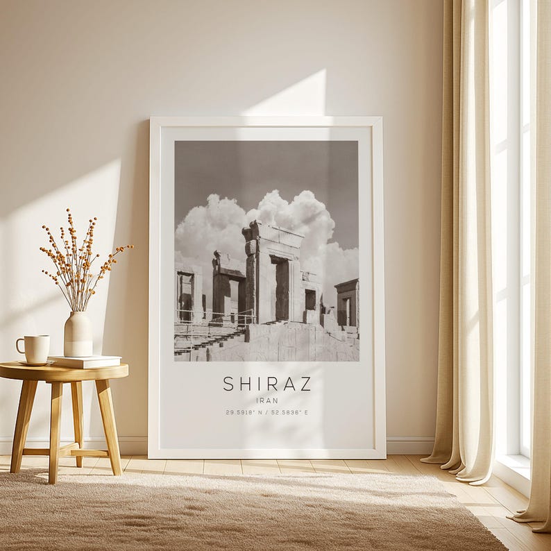 Shiraz Iran Travel Photo Poster BW, Shiraz Travel Print, Minimalist ...