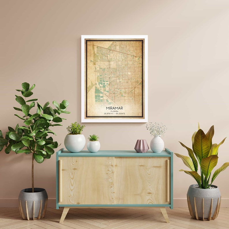 Vintage Miramar Florida Map Print Poster Custom Map Art - Etsy
