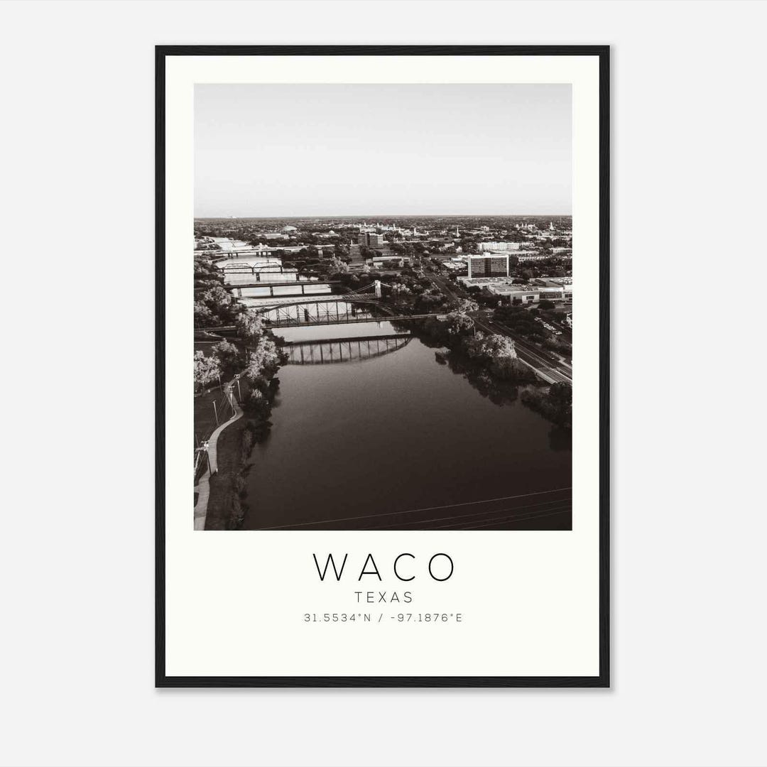 Waco Texas Photo Travel Poster, Waco Travel Print, Minimalist Travel ...