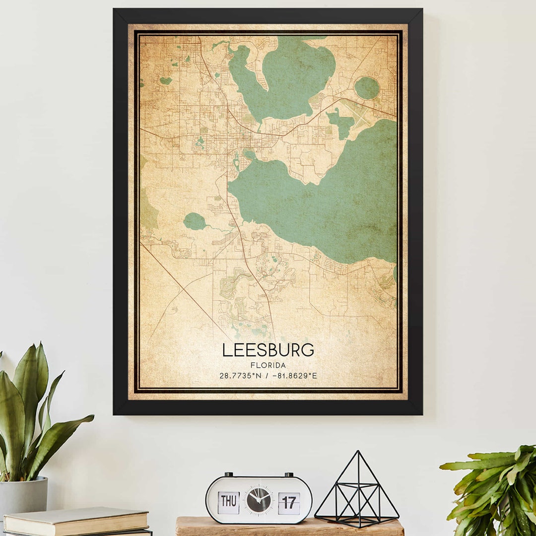 Vintage Leesburg Florida Map Print Poster Custom Map Art - Etsy