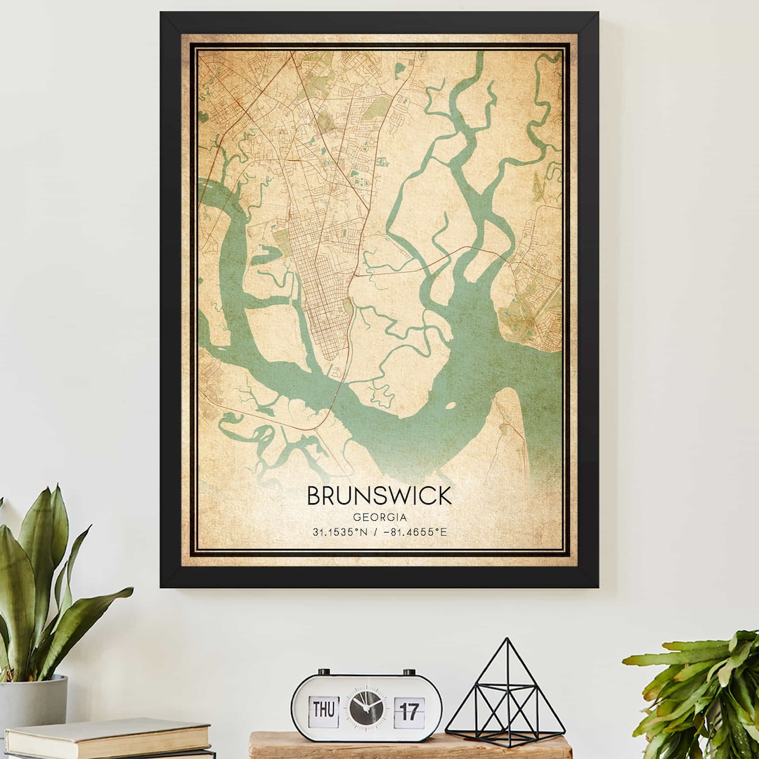 Vintage Brunswick Georgia Map Print Poster Custom Map Art - Etsy