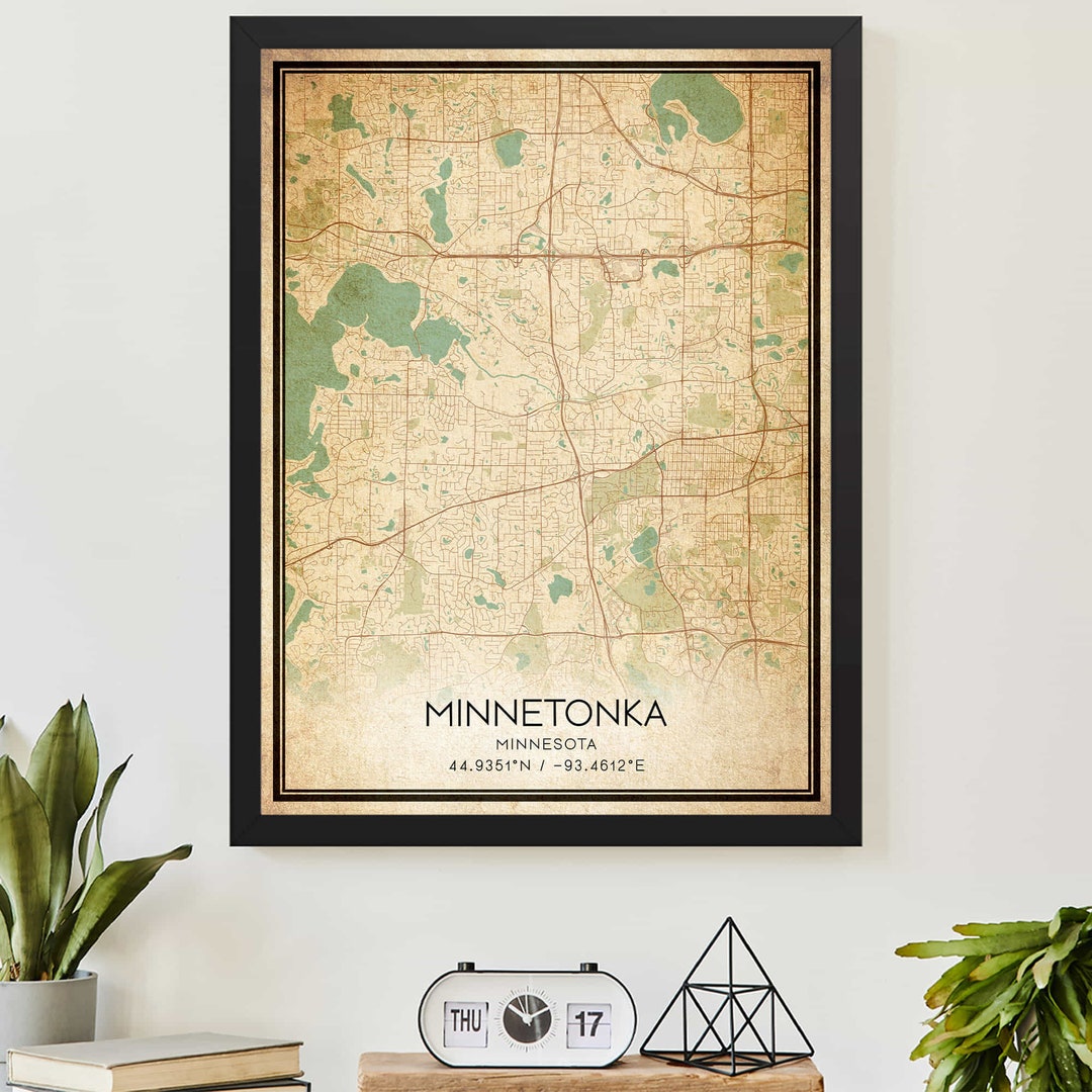 Vintage Minnetonka Minnesota Map Print Poster Custom Map Art - Etsy