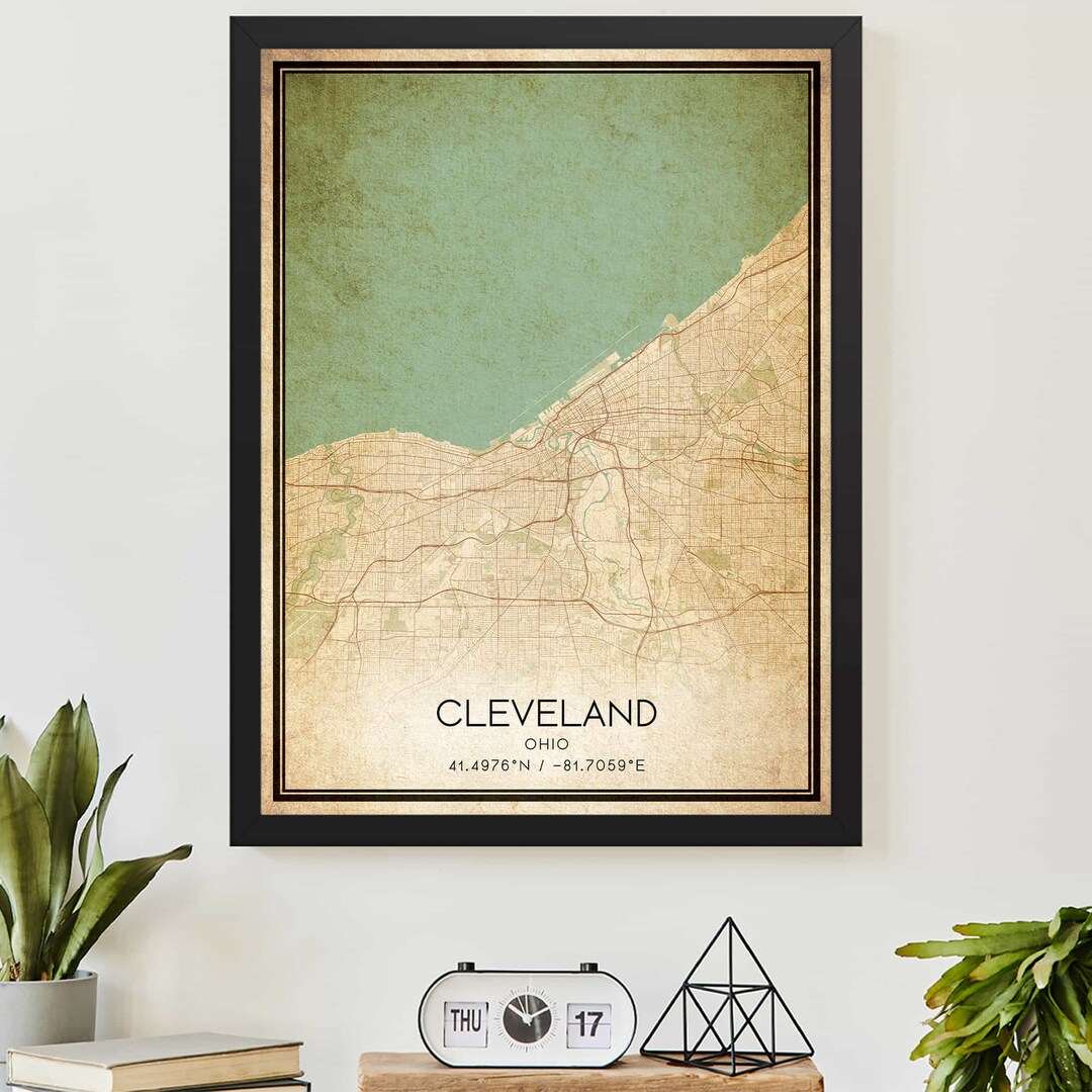 Vintage Cleveland Ohio Map Print Poster Custom Map Art - Etsy