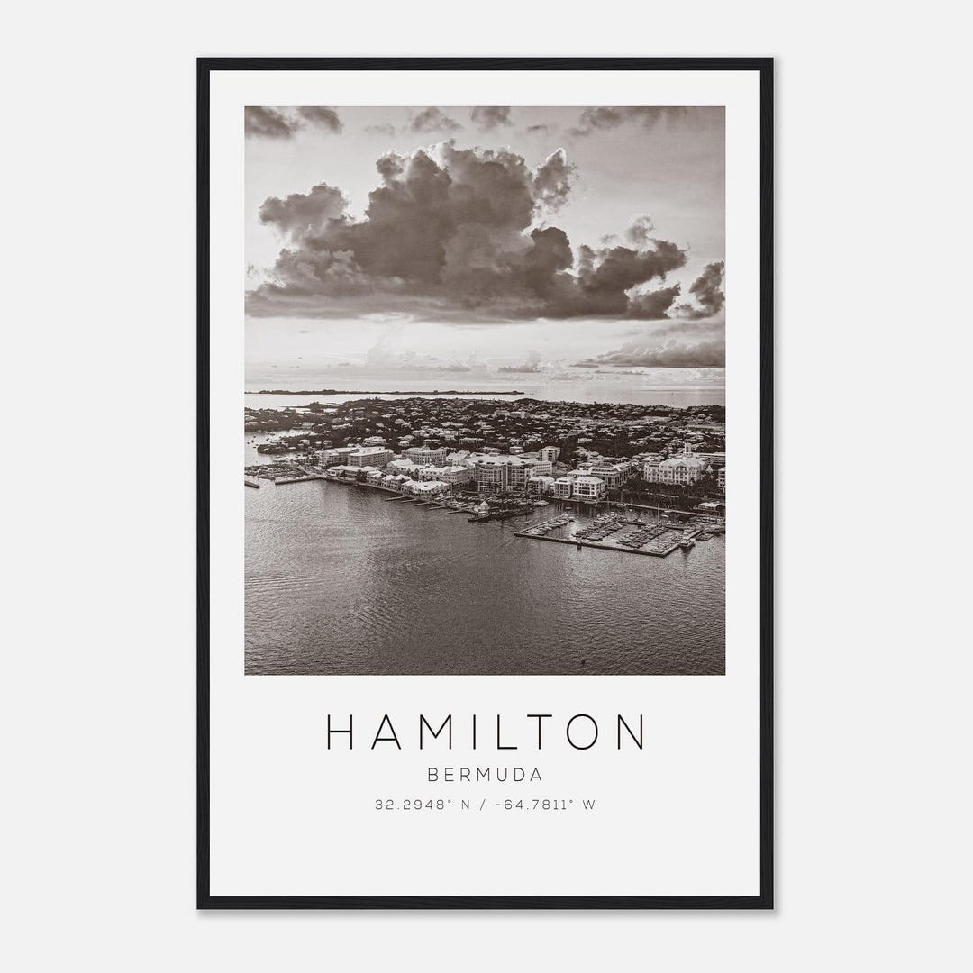 Hamilton Bermuda Travel Photo Poster BW, Hamilton Travel Print ...