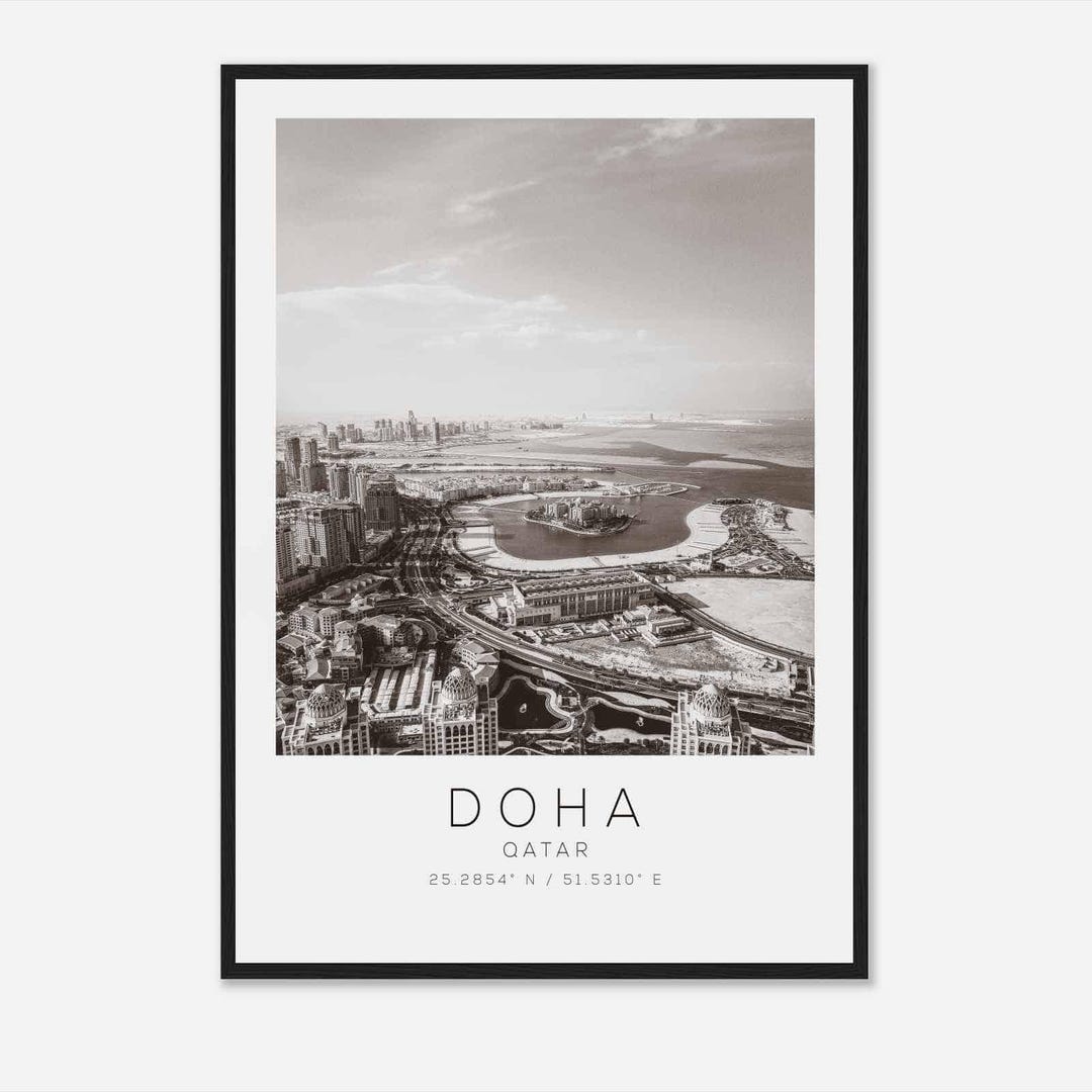 Doha Qatar Travel Photo Poster BW, Doha Travel Print, Minimalist Travel ...
