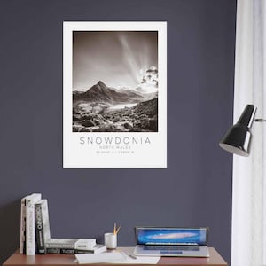 Snowdonia North Wales Travel Photo Poster BW, Snowdonia Travel Print ...