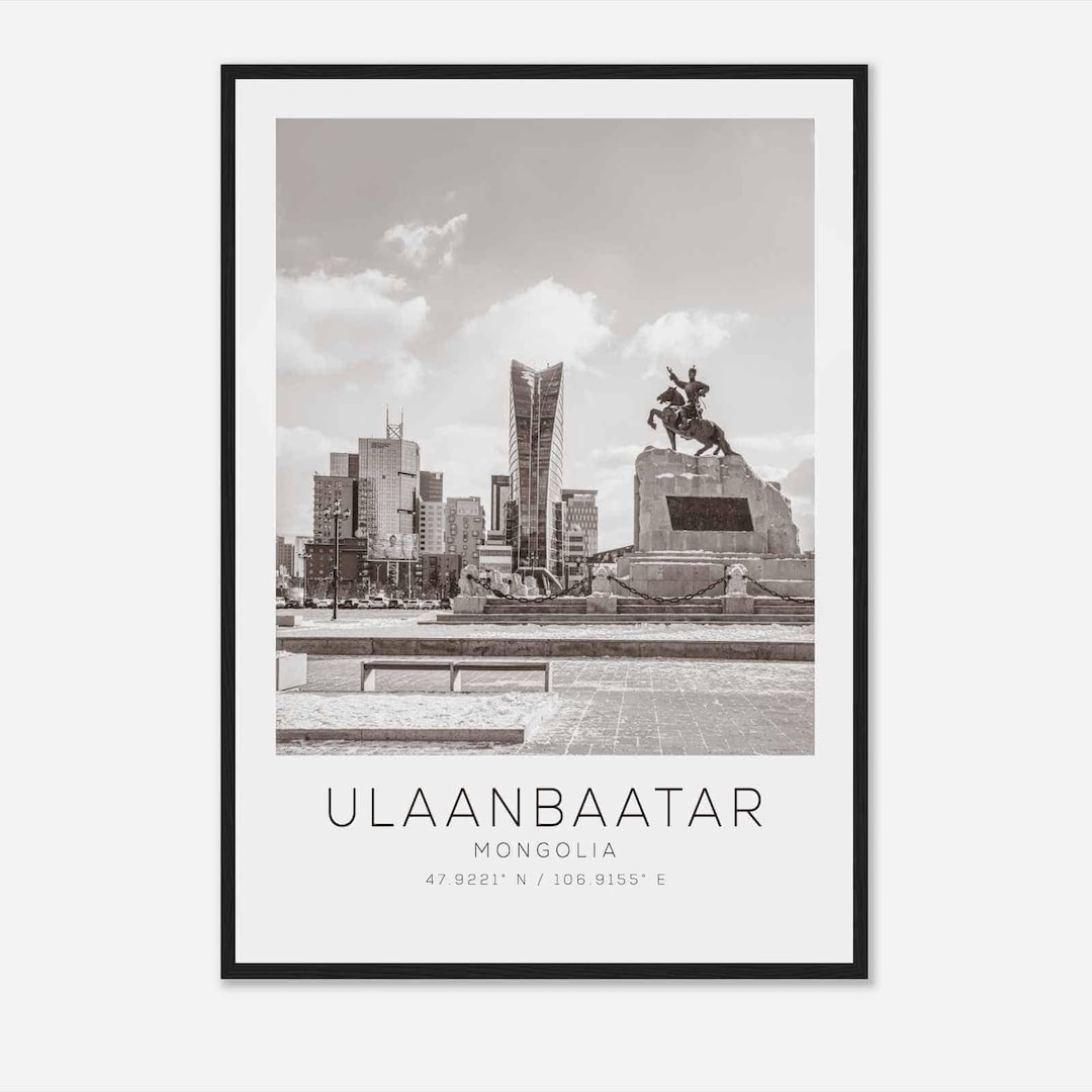 Ulaanbaatar Mongolia Travel Photo Poster BW, Ulaanbaatar Travel Print ...