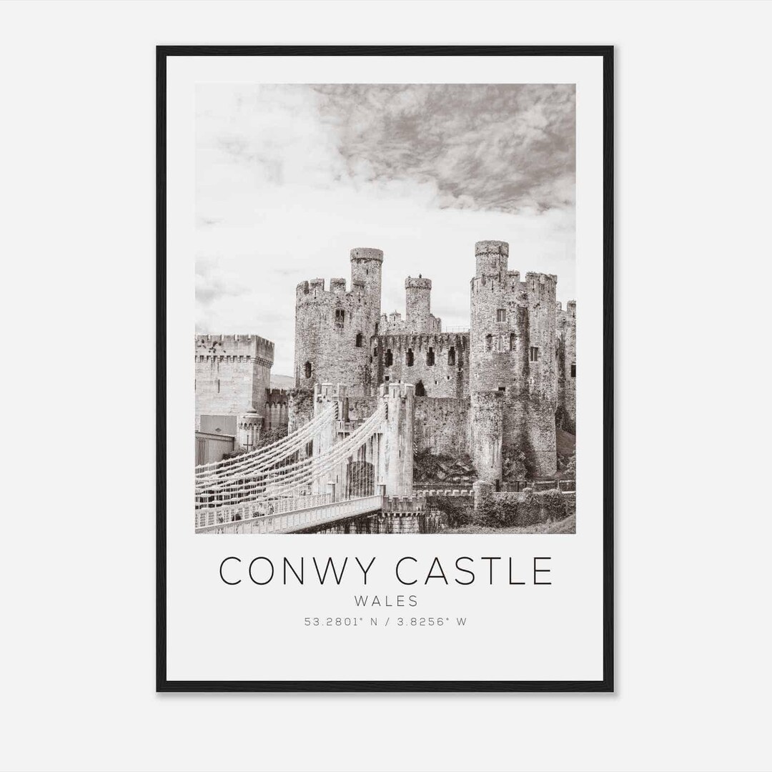 Conwy Castle Wales Travel Photo Poster BW, Conwy Castle Travel Print ...