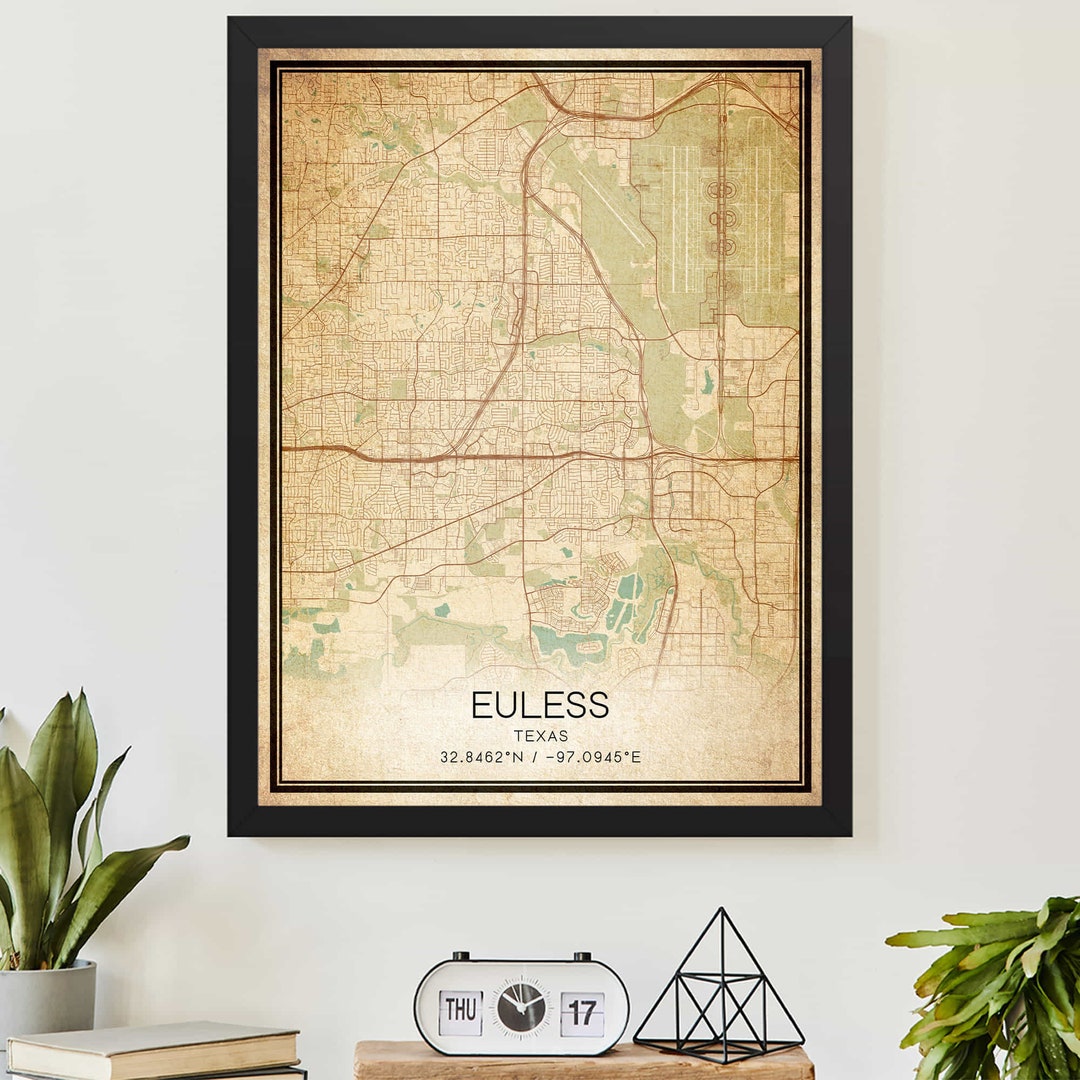 Vintage Euless Texas Map Print Poster Custom Map Art - Etsy