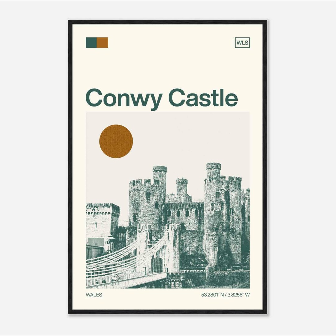 Conwy Castle Wales Minimalist Monochrome Travel Photo Poster - Etsy
