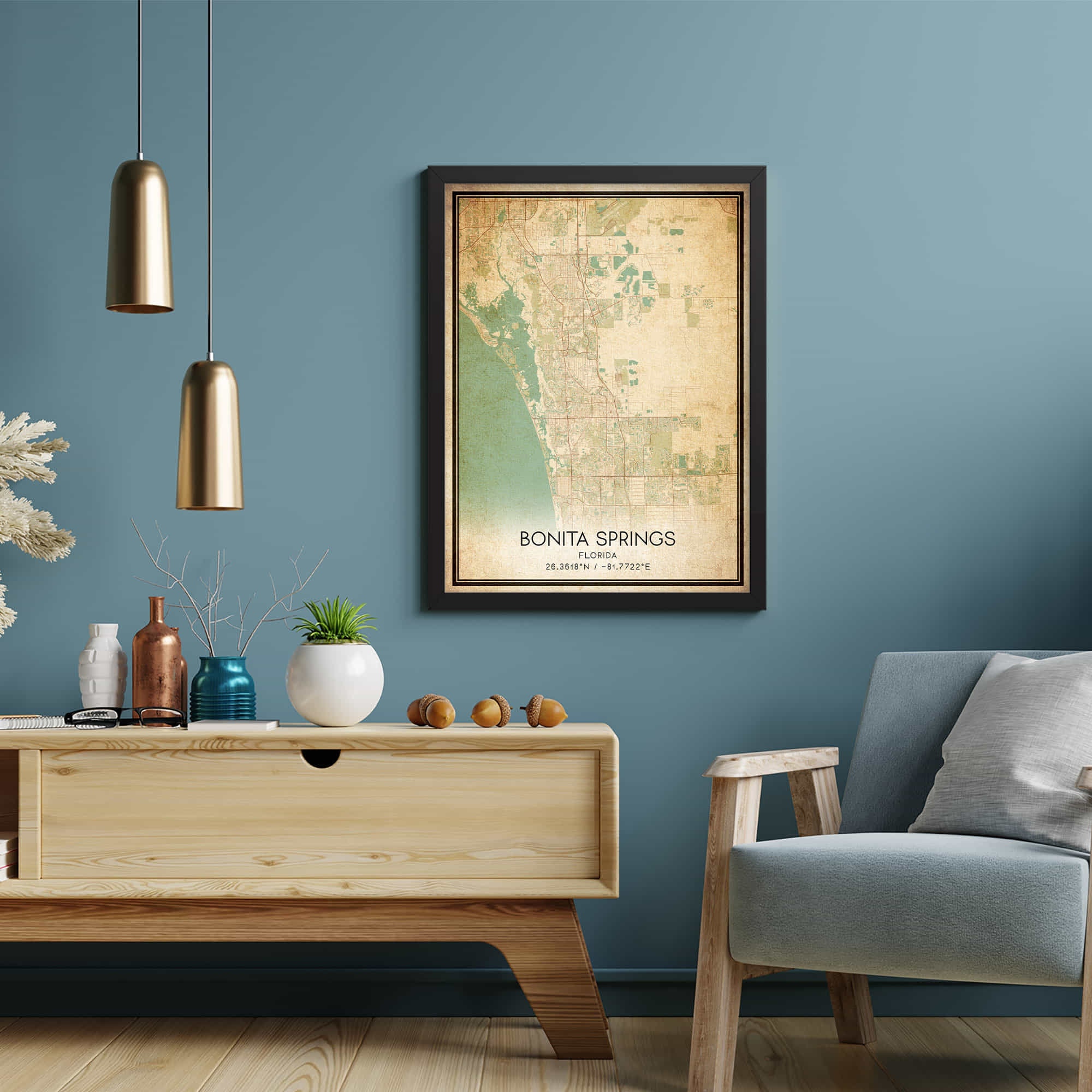 Vintage Bonita Springs Florida Map Print Poster Custom Map Art - Etsy