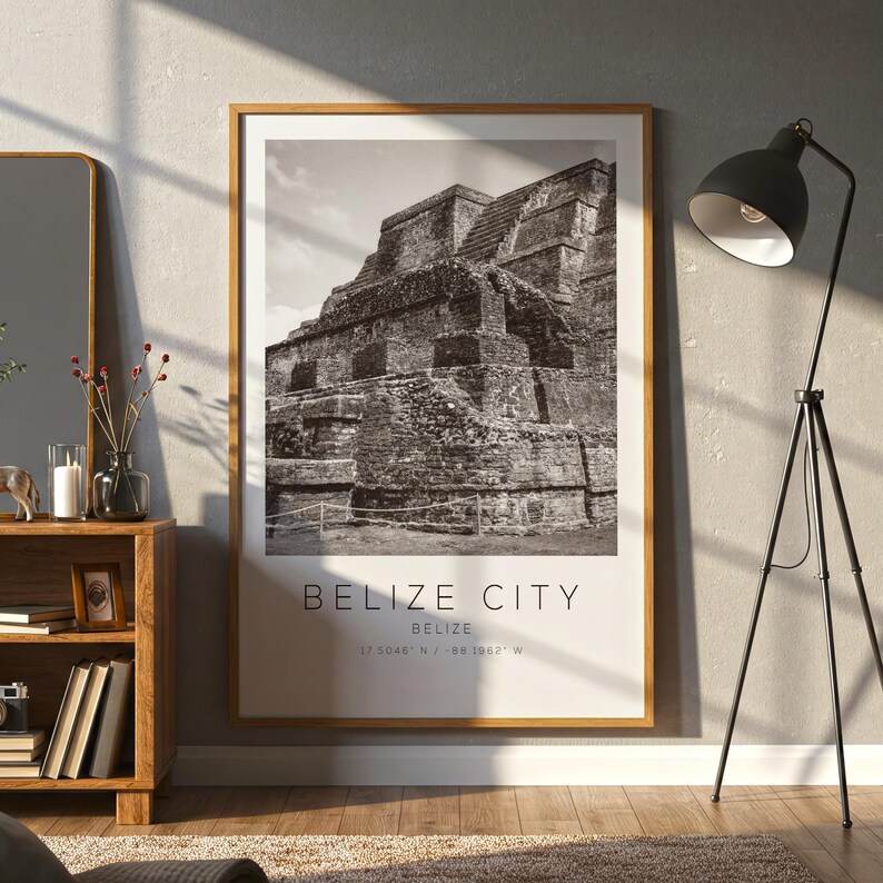 Belize City Belize Travel Photo Poster BW, Belize City Travel Print ...