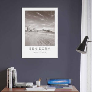 Benidorm Spain Travel Photo Poster BW, Benidorm Travel Print ...