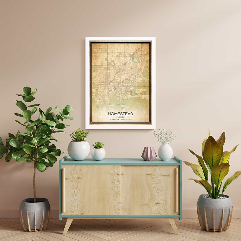Vintage Homestead Florida Map Print Poster Custom Map Art - Etsy