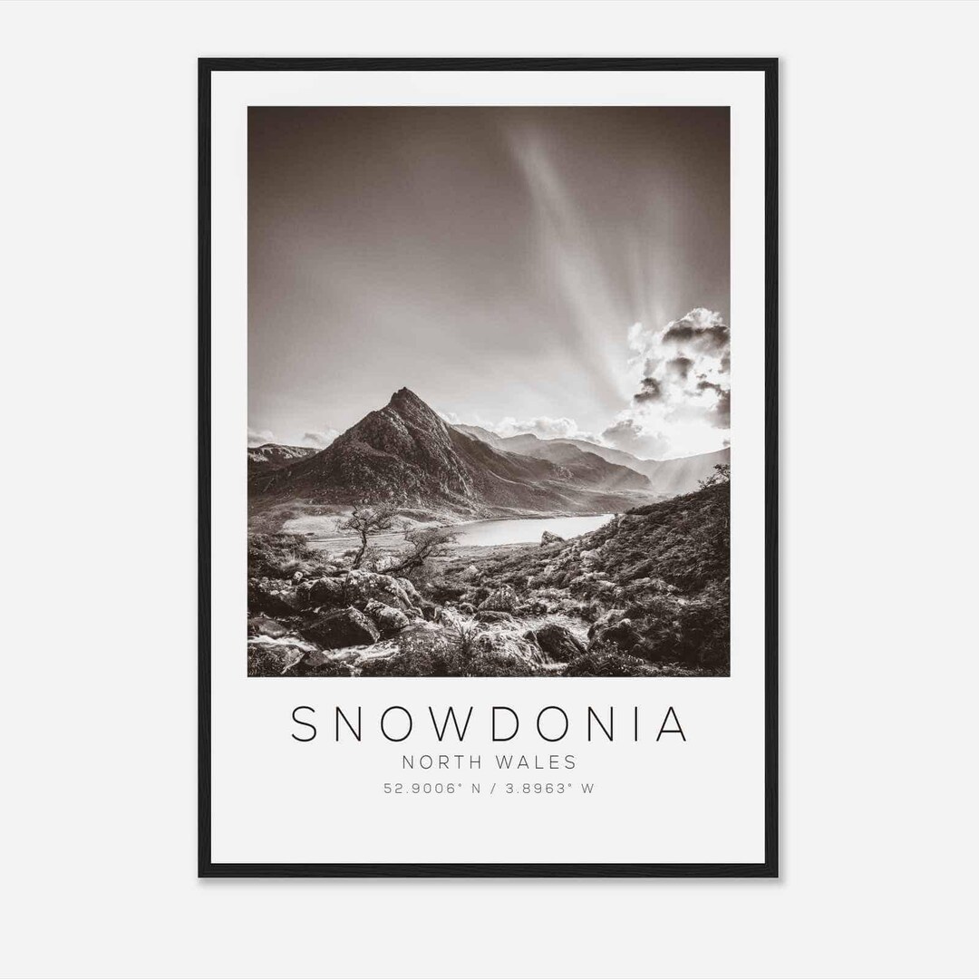 Snowdonia North Wales Travel Photo Poster BW, Snowdonia Travel Print ...