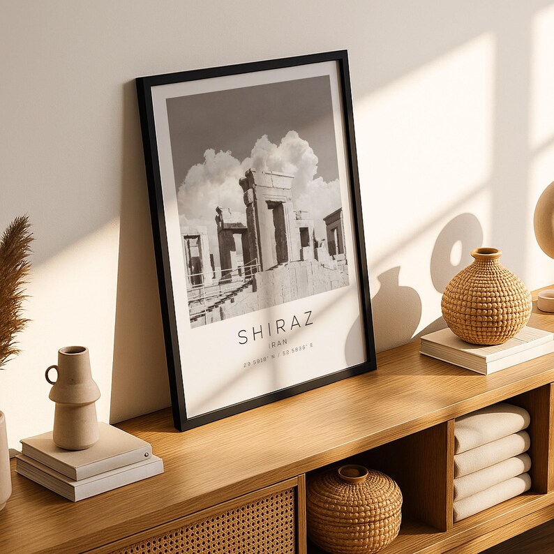 Shiraz Iran Travel Photo Poster BW, Shiraz Travel Print, Minimalist ...