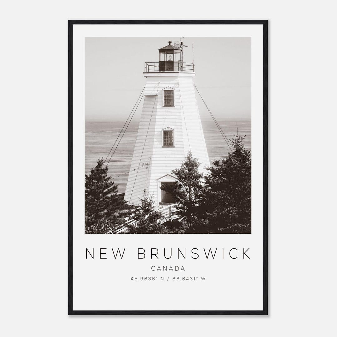 New Brunswick Canada Travel Photo Poster BW, New Brunswick Travel Print ...