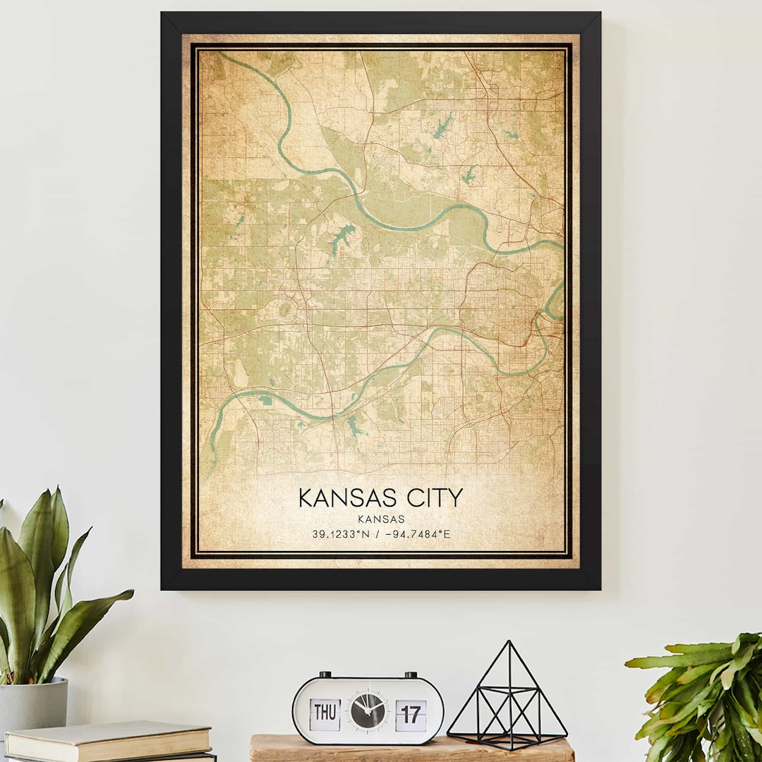 Vintage Kansas City Kansas Map Print Poster Custom Map Art - Etsy