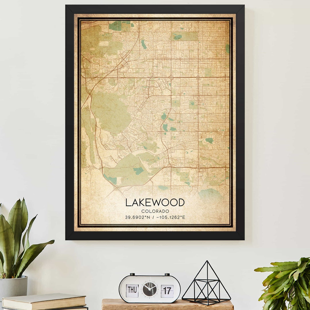 Vintage Lakewood Colorado Map Print Poster Custom Map Art - Etsy