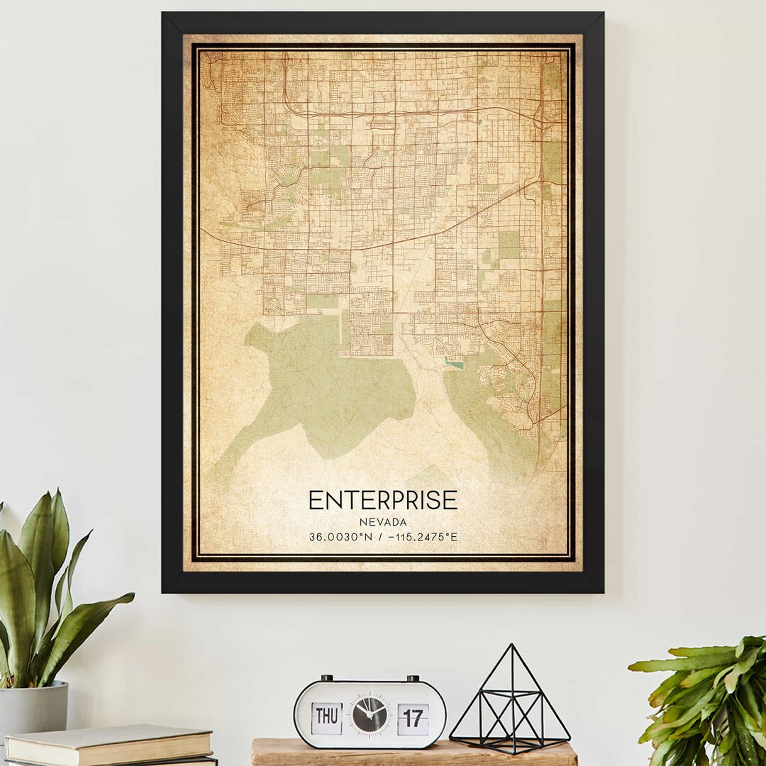 Vintage Enterprise Nevada Map Print Poster Custom Map Art - Etsy